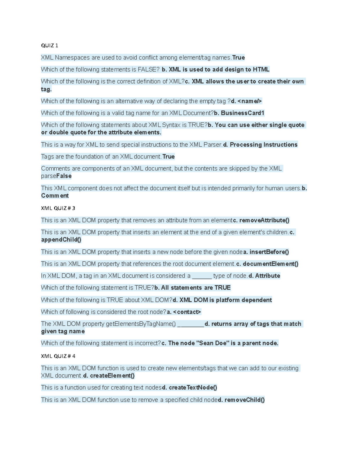 sches xml wissen fur webprojekte misss - QUIZ 1 XML Namespaces are used to avoid conflict among ...