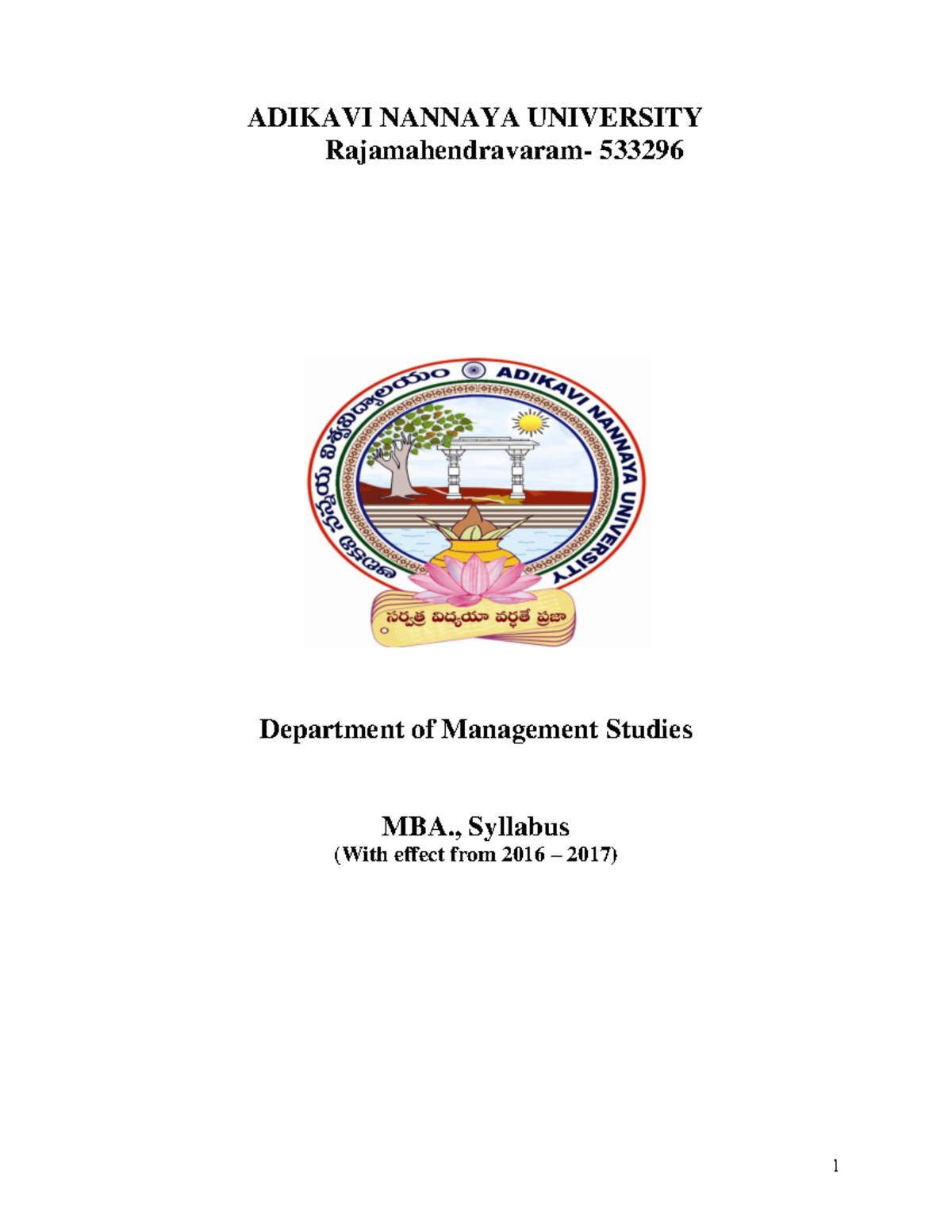 Mba syllabus latest 050717 final 2016-17ab1 - ADIKAVI NANNAYA ...