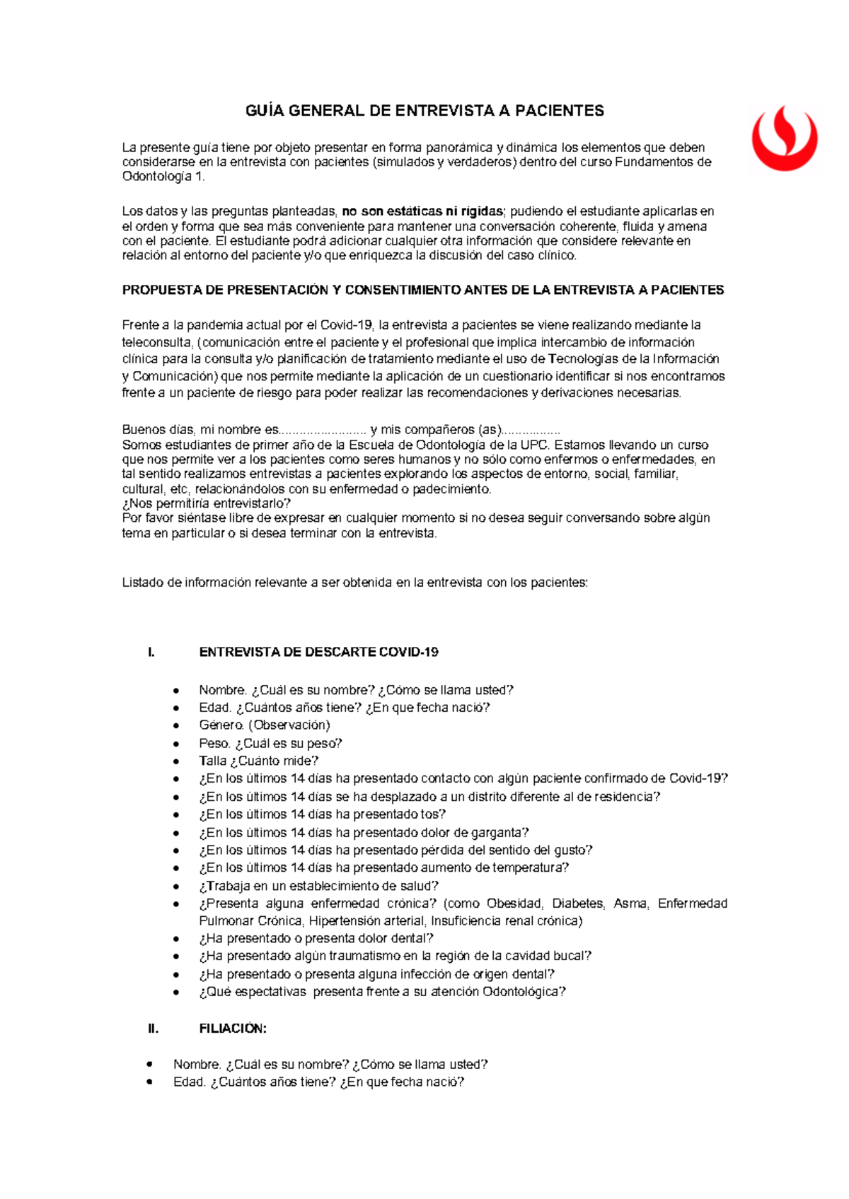 GUÍA General DE Entrevista A Pacientes Actualizada Covid 19 - GUÍA ...
