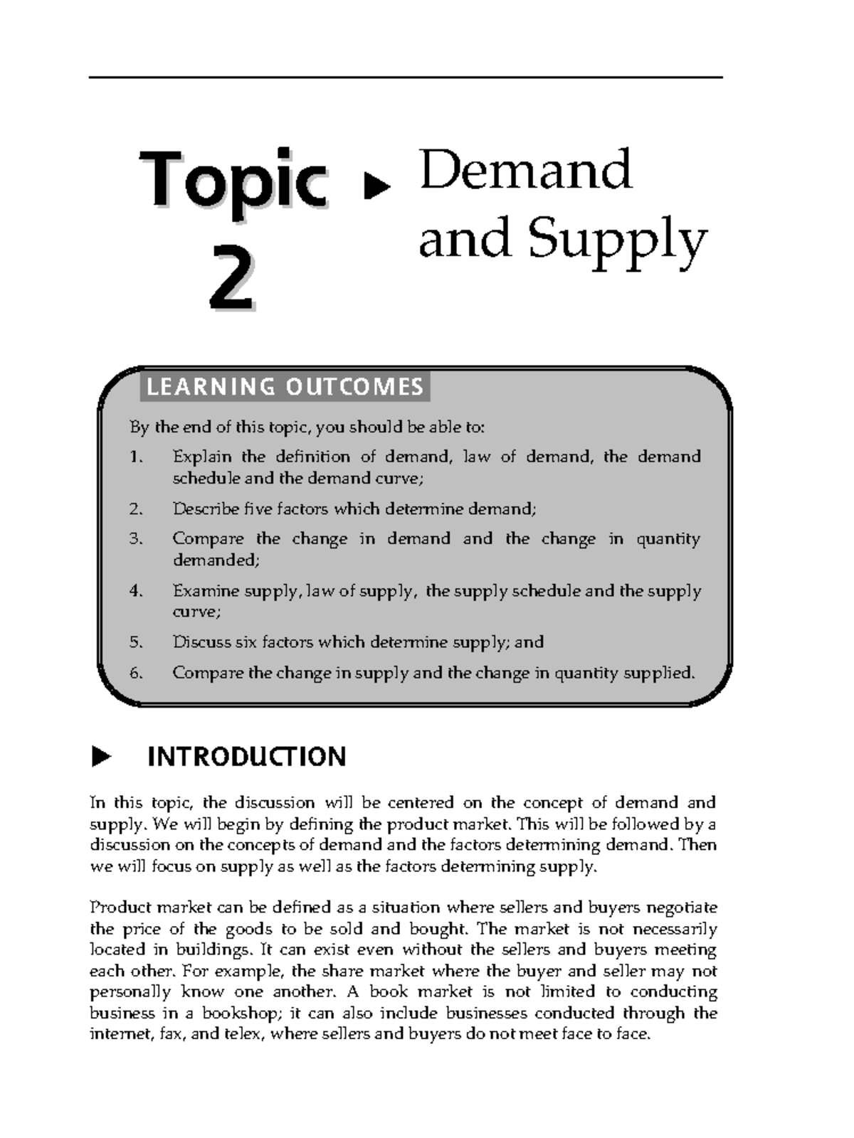 Micro - Topic 2 & 3 - Lecture notes 2 & 3 - INTRODUCTION In this topic ...