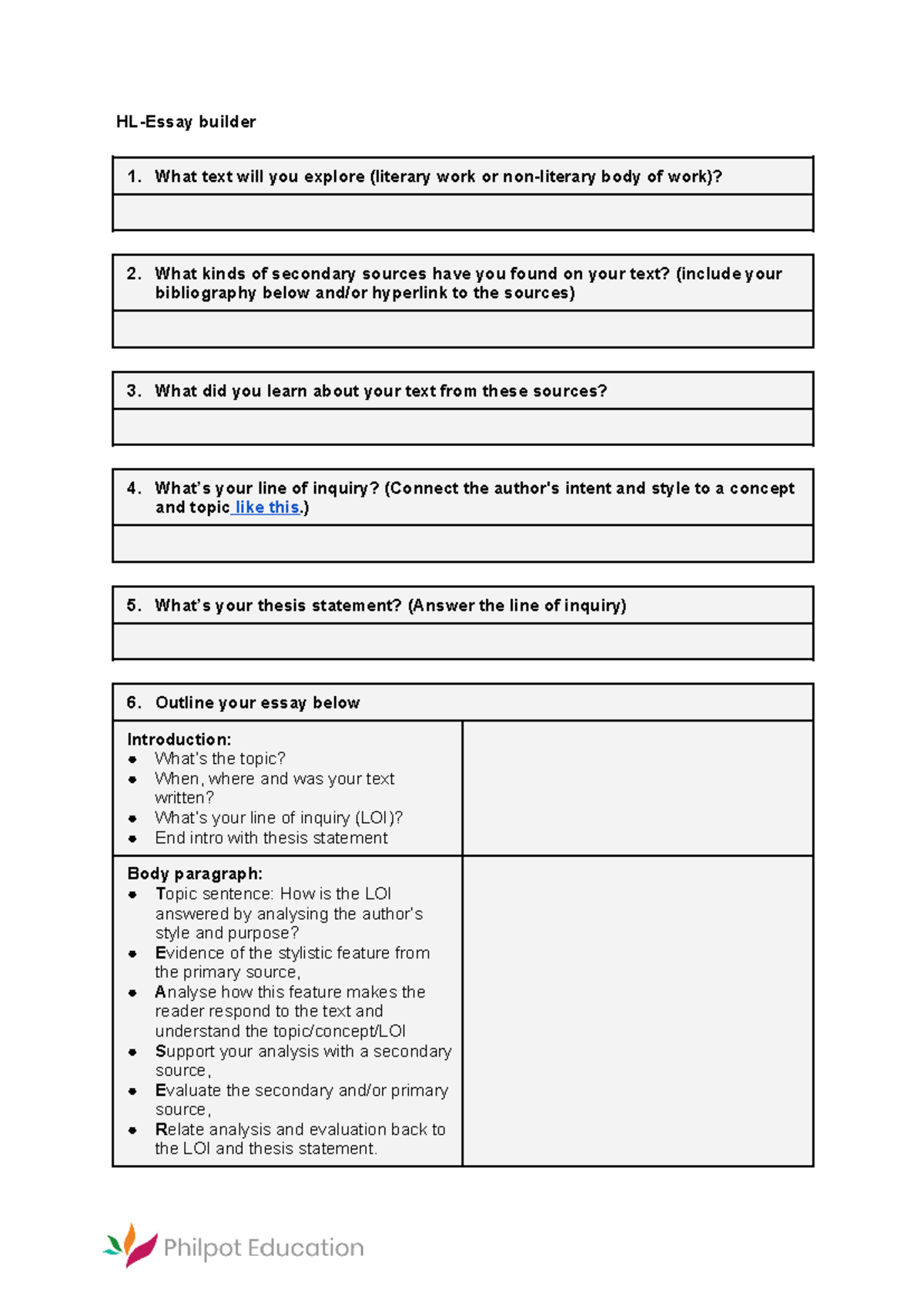 HLE Builder - HL-Essay builder 1. What text will you explore (literary ...