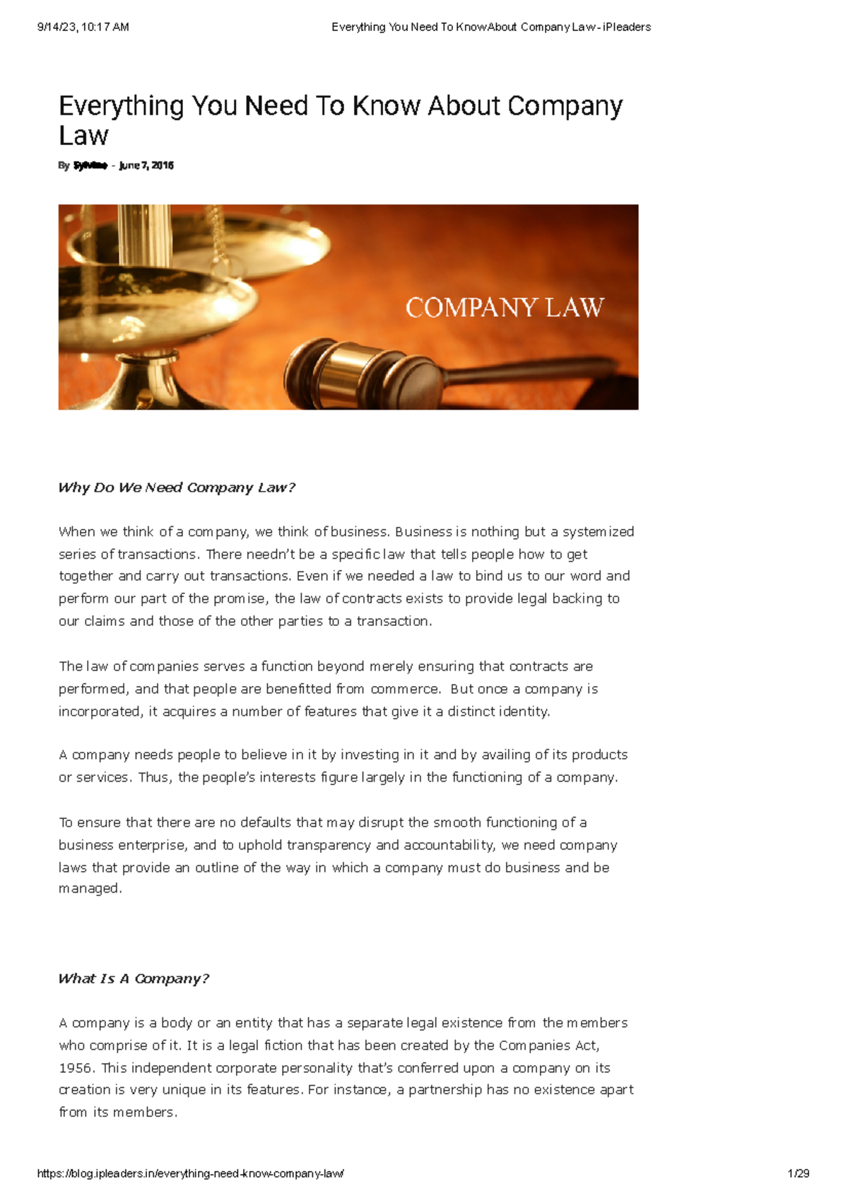 Everything You Need To Know About Company Law - i Pleaders - Everything ...
