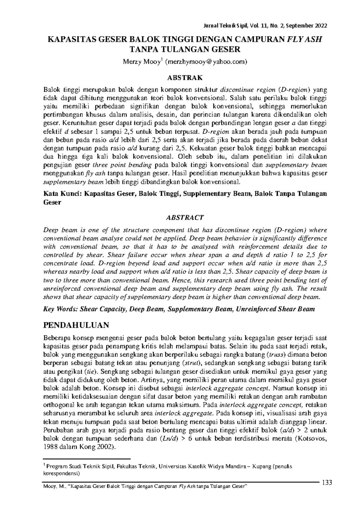 528-Article Text-962-1-10-20221103 - KAPASITAS GESER BALOK TINGGI DENGAN CAMPURAN FLY ASH TANPA ...