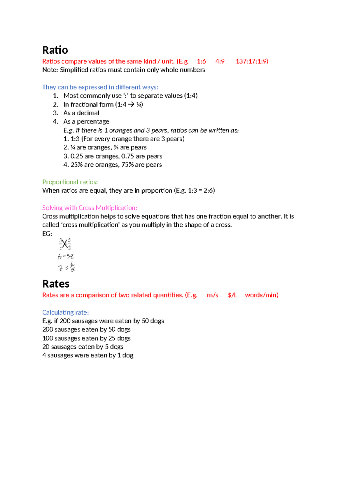 Ratio+rates revision - Ratio Ratios compare values of the same kind ...