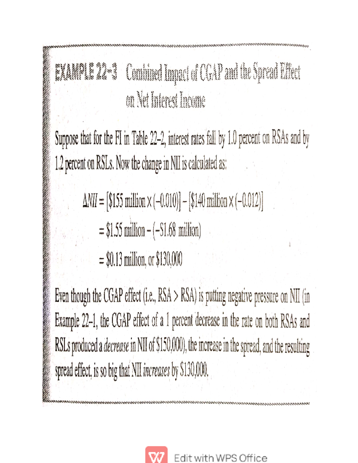 Example 22-3 Combined impact of CGAP - Some FIs accept quite large ...