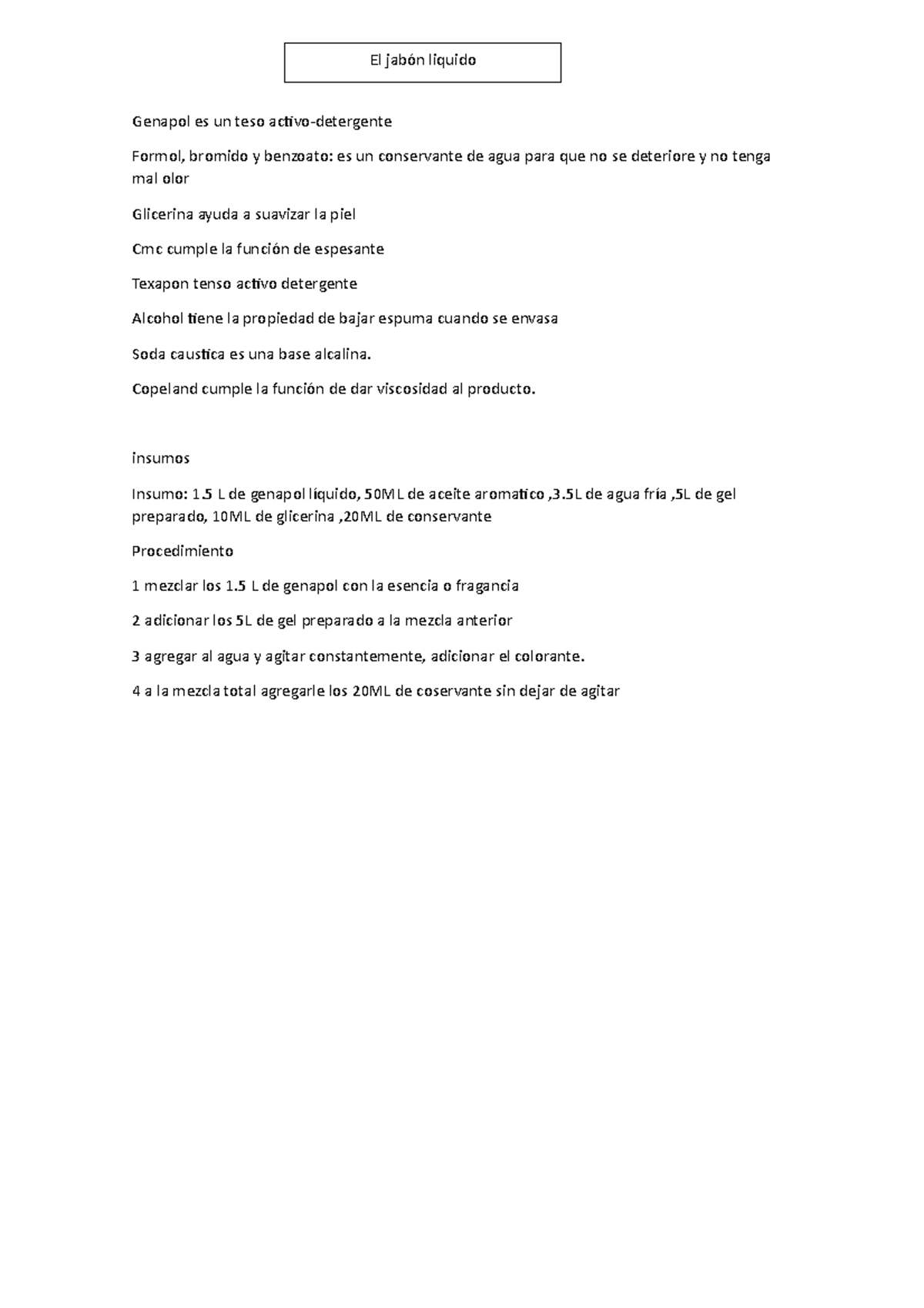 Genapol es un teso activo - Genapol es un teso activo-detergente Formol ...