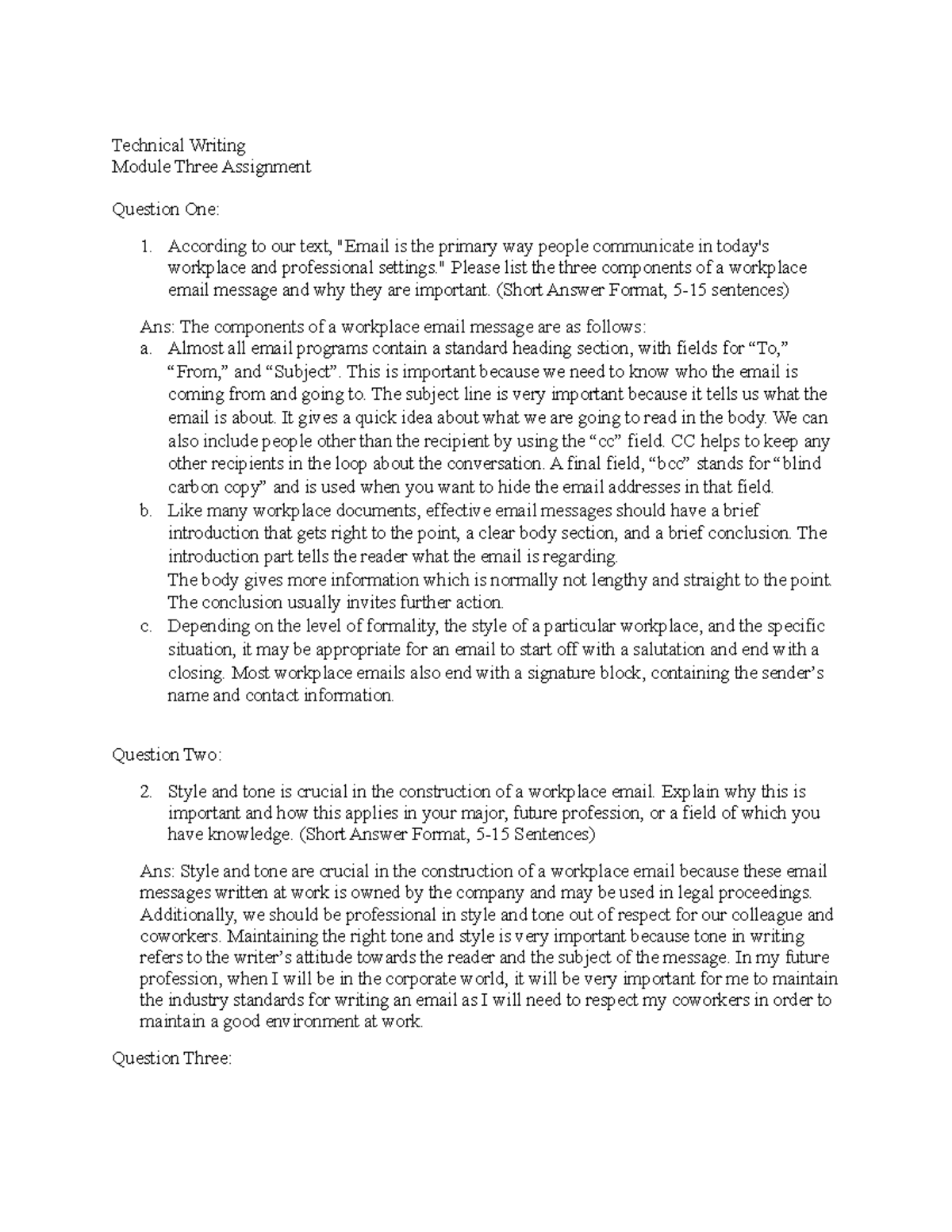 Module 3 - Technical Writing Module Three Assignment Question One ...