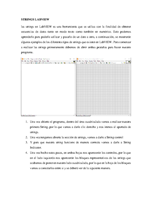Practica de Operaciones con Strings escritores - STRINGS LABVIEW las strings en LabVIEW es una ...