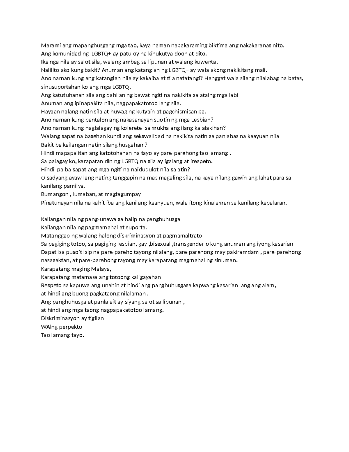 Ap-sp - sdafaf - Marami ang mapanghusgang mga tao, kaya naman ...