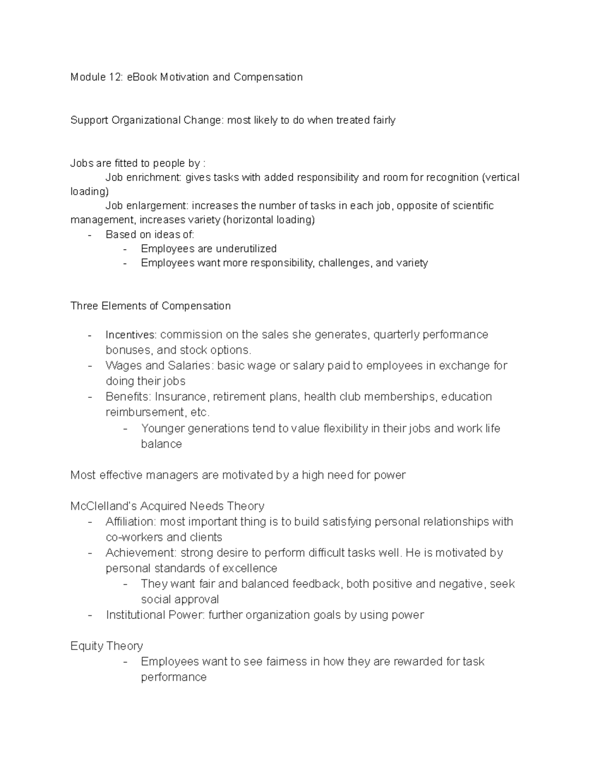Management Module 12 - Module 12: eBook Motivation and Compensation ...