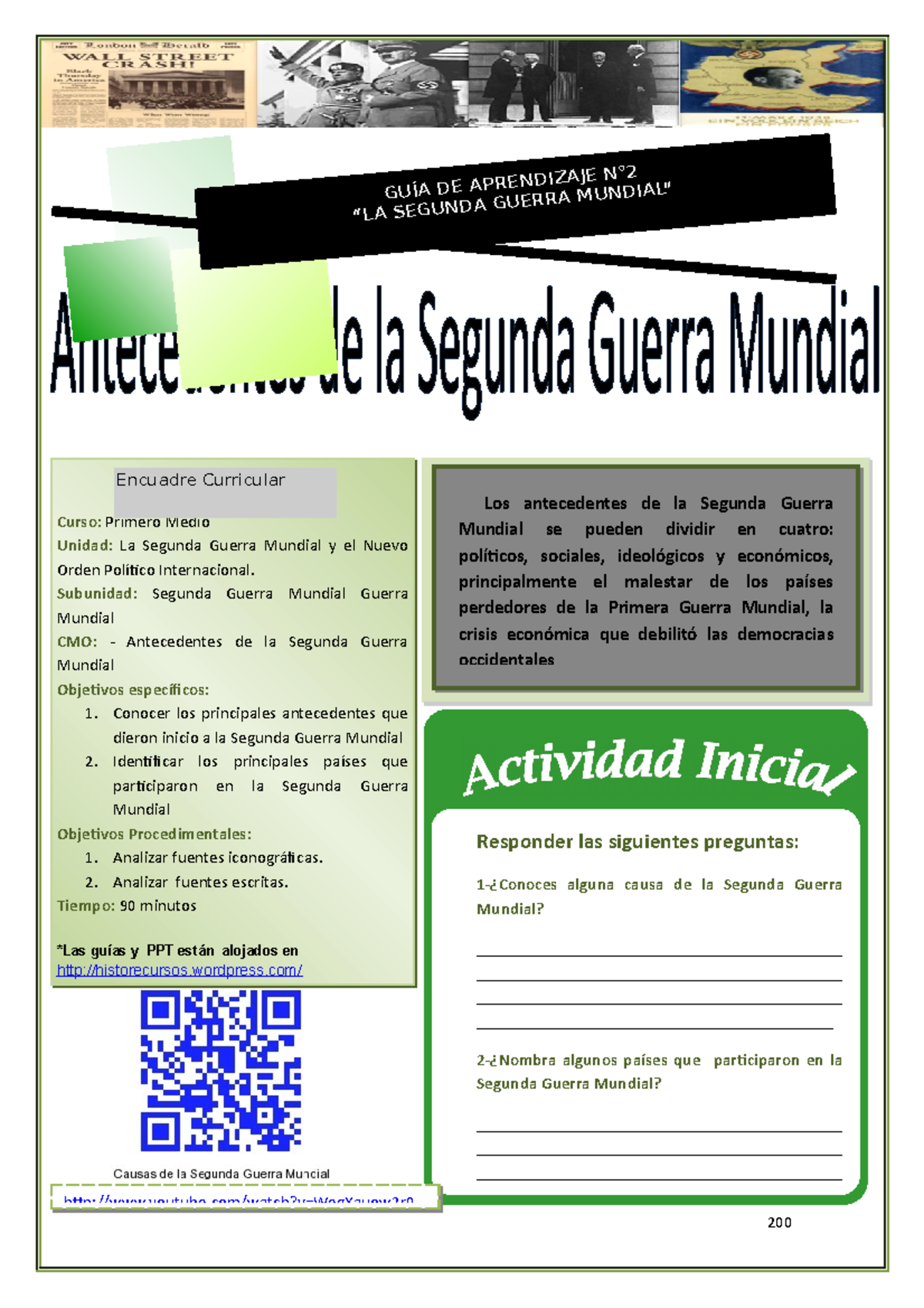 Segunda-guia - Guía - GUÍA DE APRENDIZAJE N° “LA SEGUNDA GUERRA MUNDIAL ...