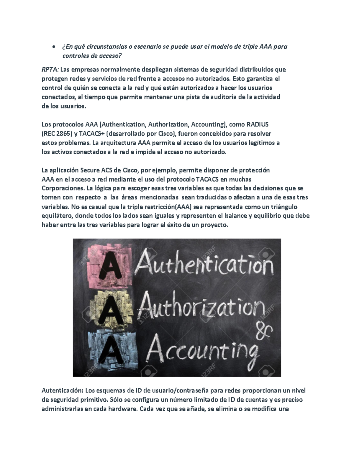 S11 - Modelo triple AAA para control de acceso - ¿En qué circunstancias ...