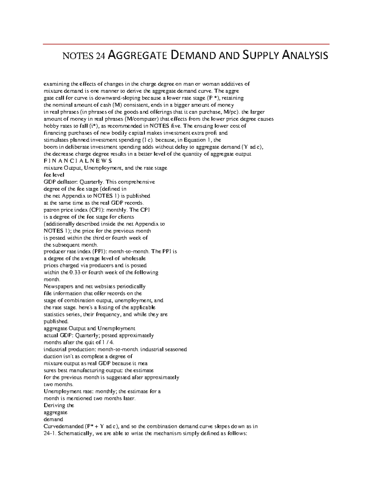 Notes 24 Aggregate Demand and Supply Analysis - NOTES 24 AGGREGATE ...