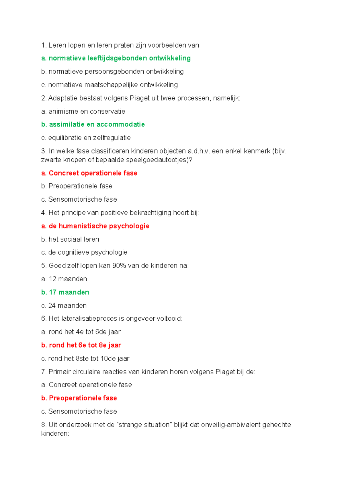 Proef/oefen tentamen 2014, vragen en antwoorden - Leren lopen en leren praten zijn voorbeelden ...