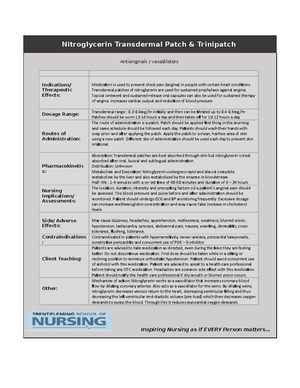 Drug Card- Nitroglycerin - Generic & Trade Name of Drug: Nitroglycerin ...