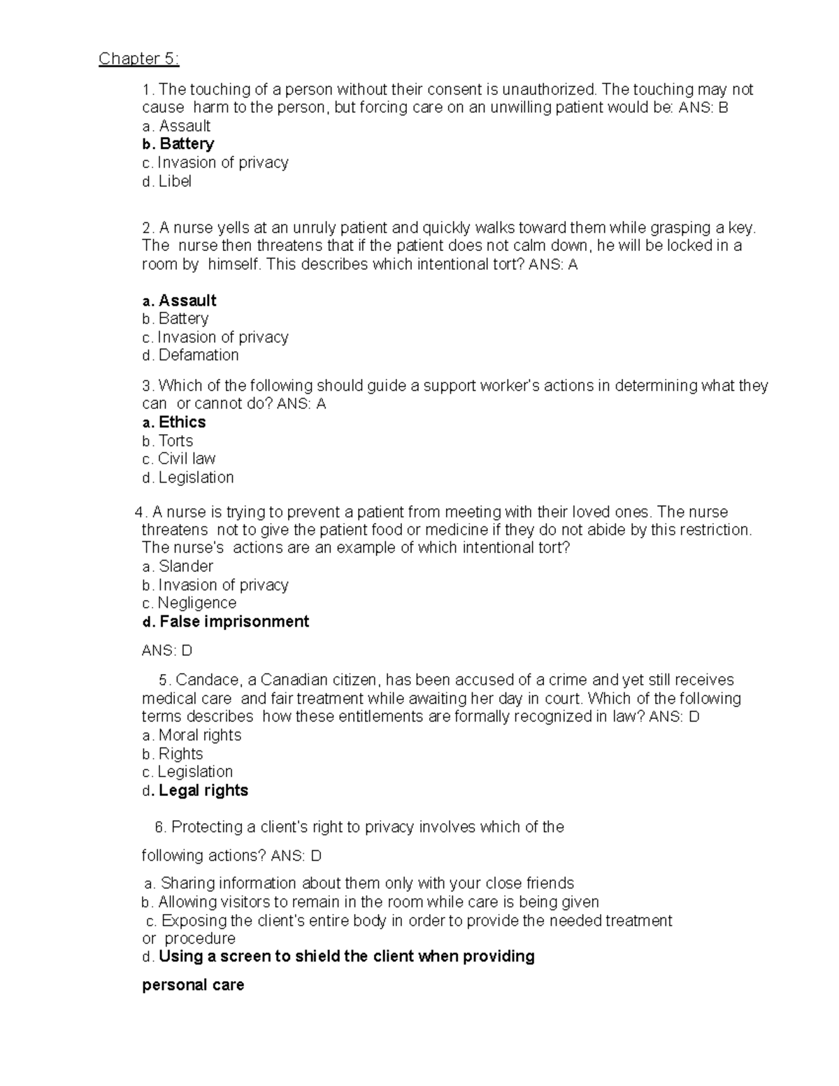 Nacc chapter 5 - Chapter 5: The touching of a person without their consent is unauthorized. The ...