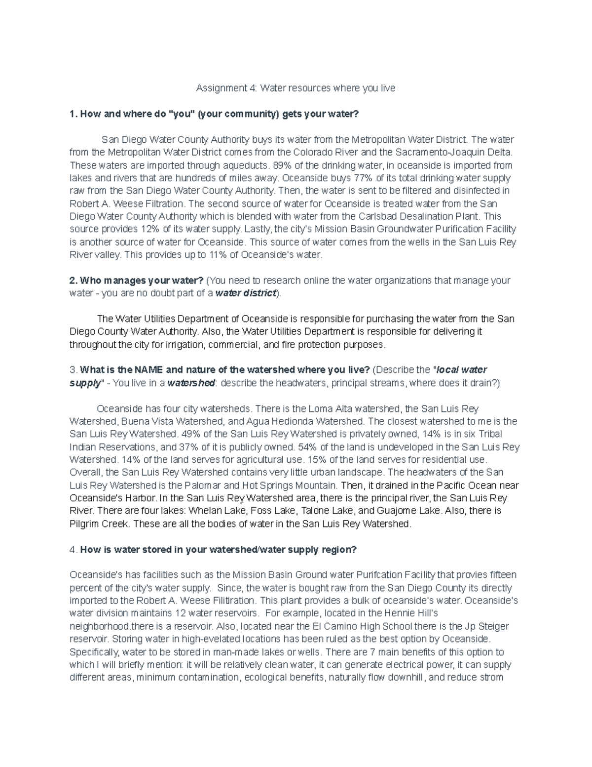 Assn 4 Water Resources - In-depth Explanations Written Assignment ...