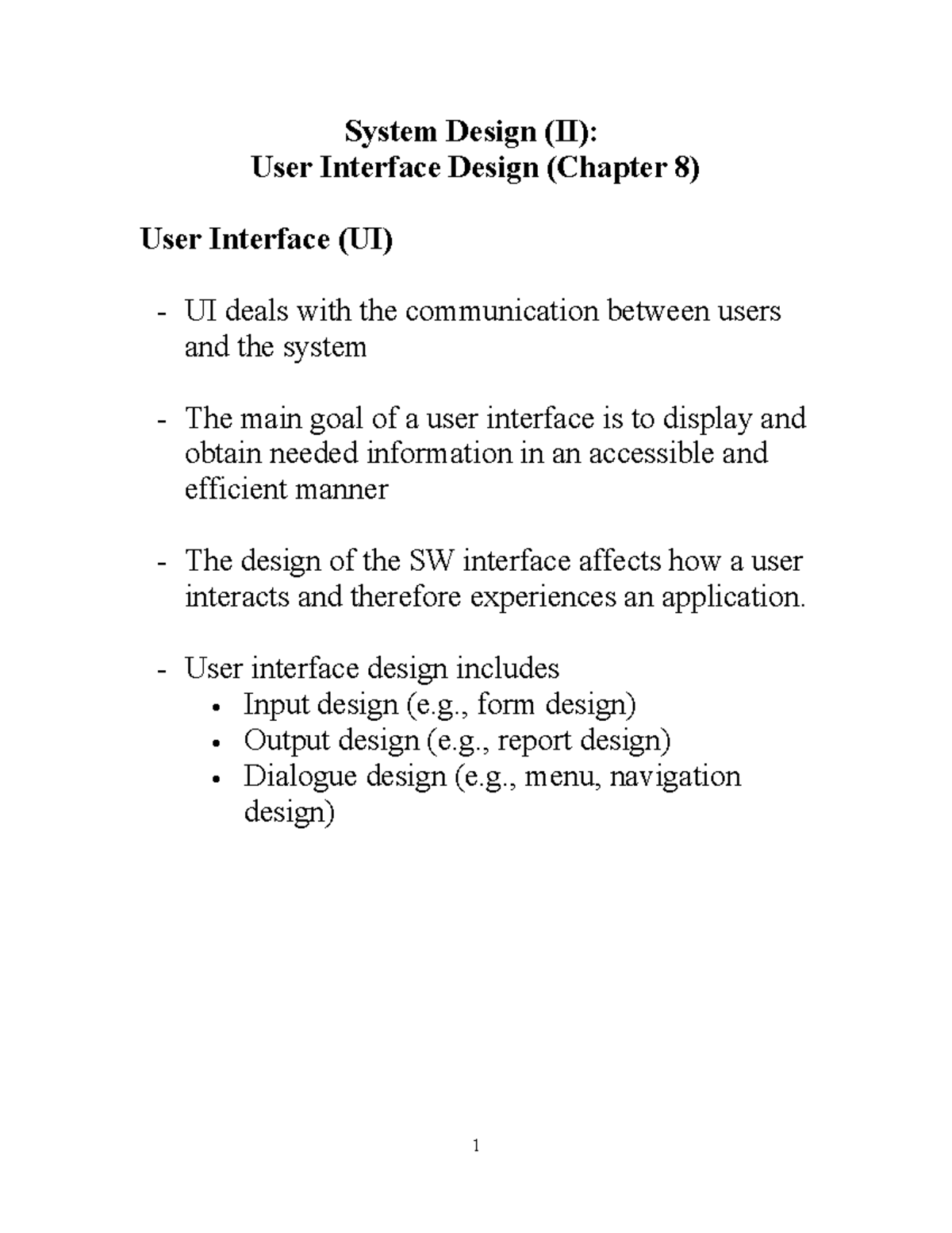 Note on User Interface - System Design (II): User Interface Design ...