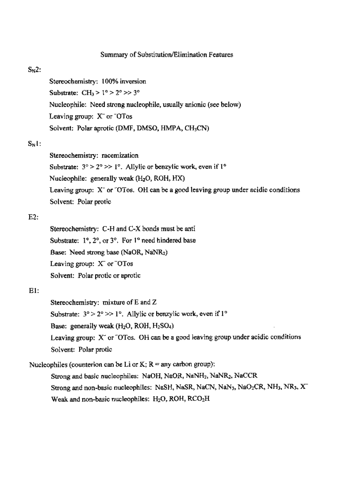 SN1 SN2 E1 E2 Flowchart-1 - CHM2210 - USF - Studocu