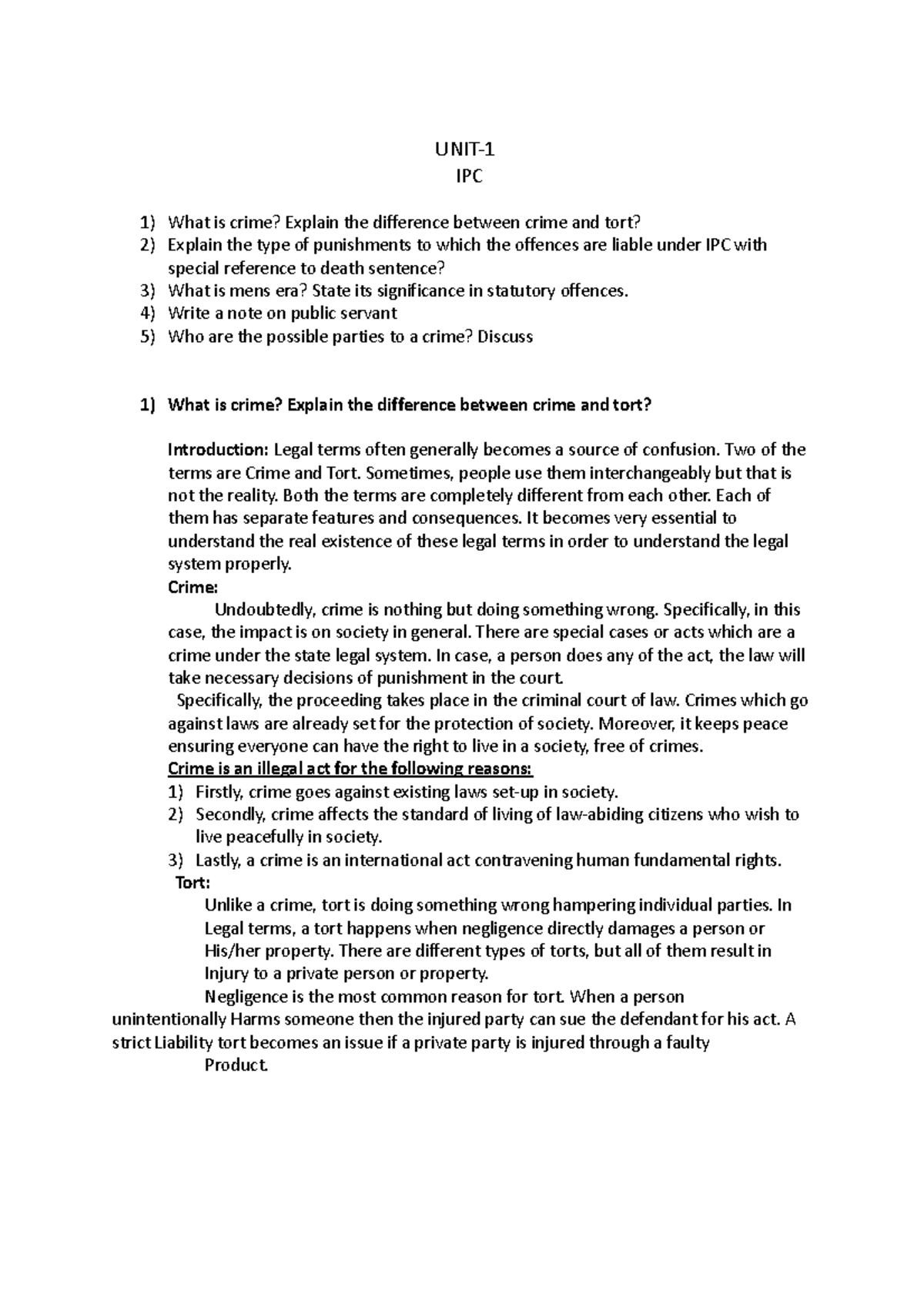 IPC Notes - It’s just a summary of unit one of Indian penal code of 4th ...