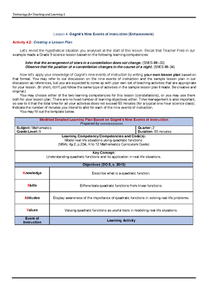Lesson 1 - Tpack Framework in Lesson Planning - Technology for Teaching ...