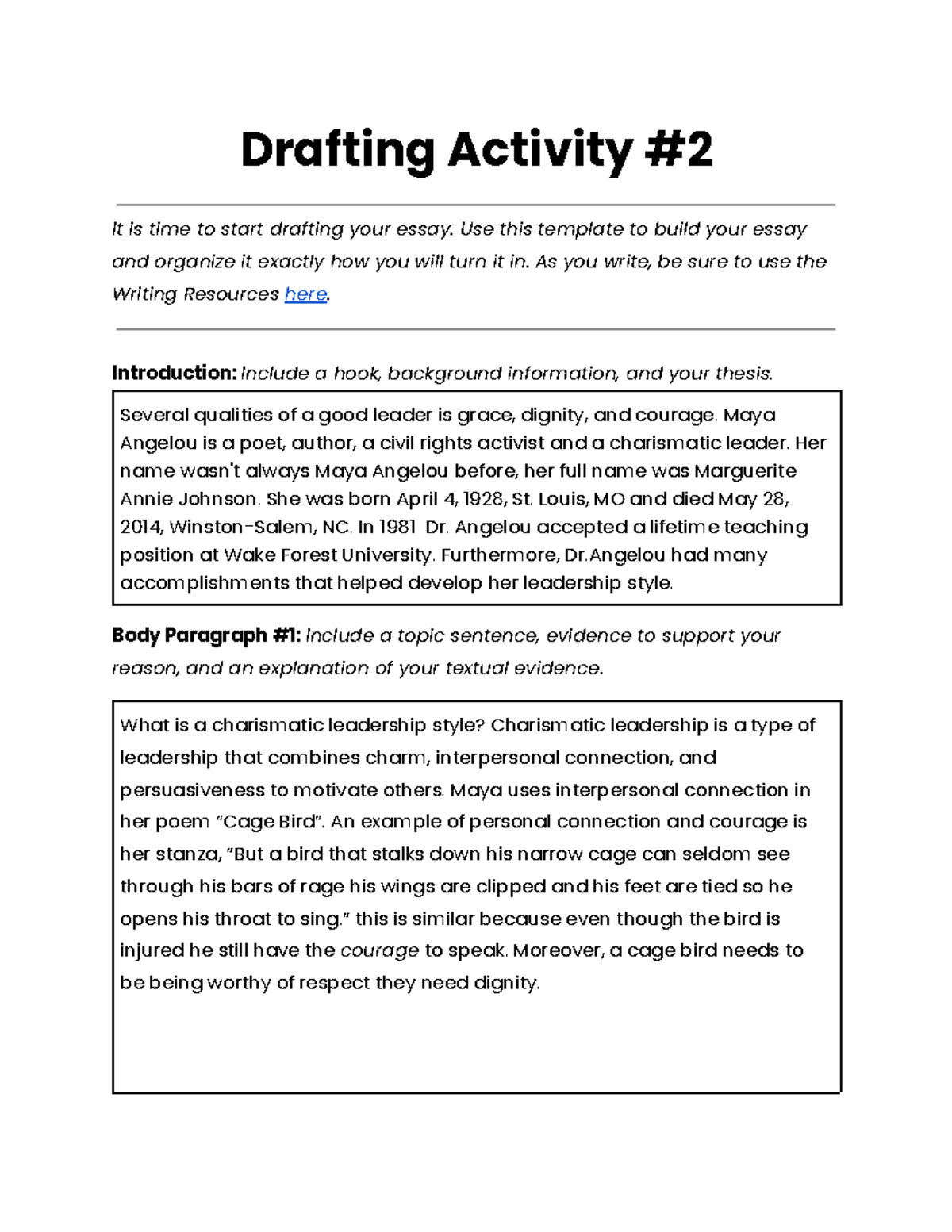 Drafting Activity #2 - Drafting Activity It is time to start drafting ...