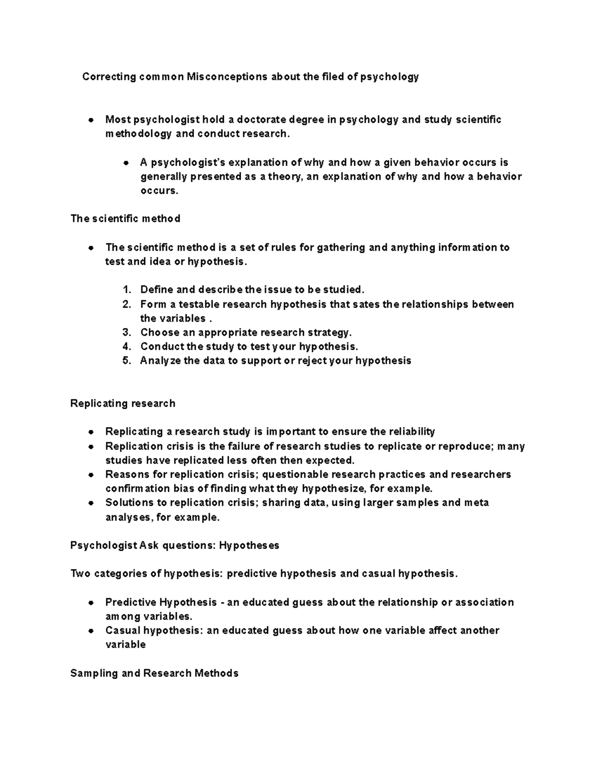 General psychology chp.1 - Correcting common Misconceptions about the ...