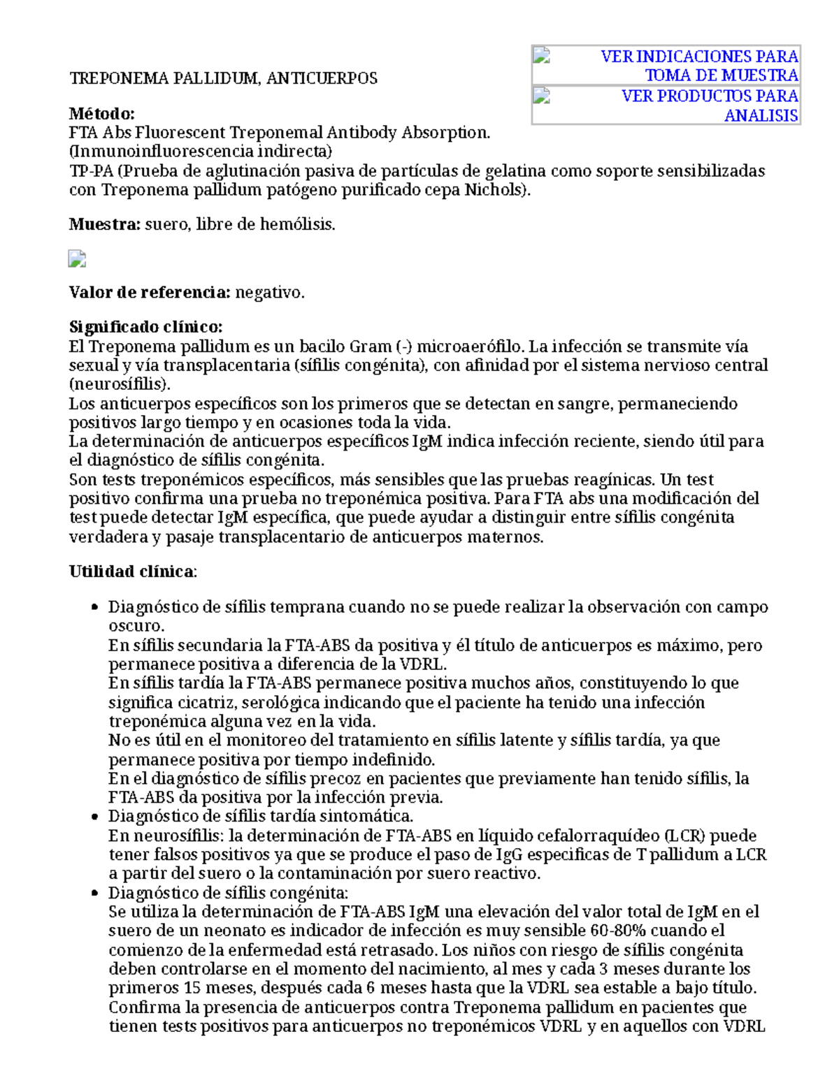 Test - Jjdjejkdje - TREPONEMA PALLIDUM, ANTICUERPOS Método: FTA Abs ...