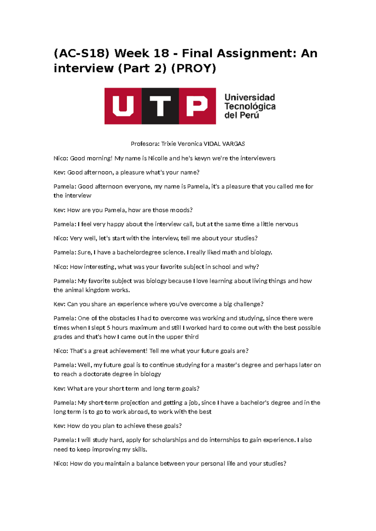 Tarea Semana 18 - (AC-S18) Week 18 - Final Assignment: An interview (Part 2) (PROY) - (AC-S18 ...