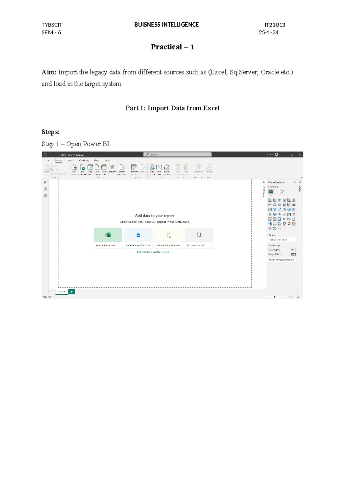 B1 prac 1 to 11 - Practical - SEM - 6 25-1- Practical – 1 Aim: Import ...