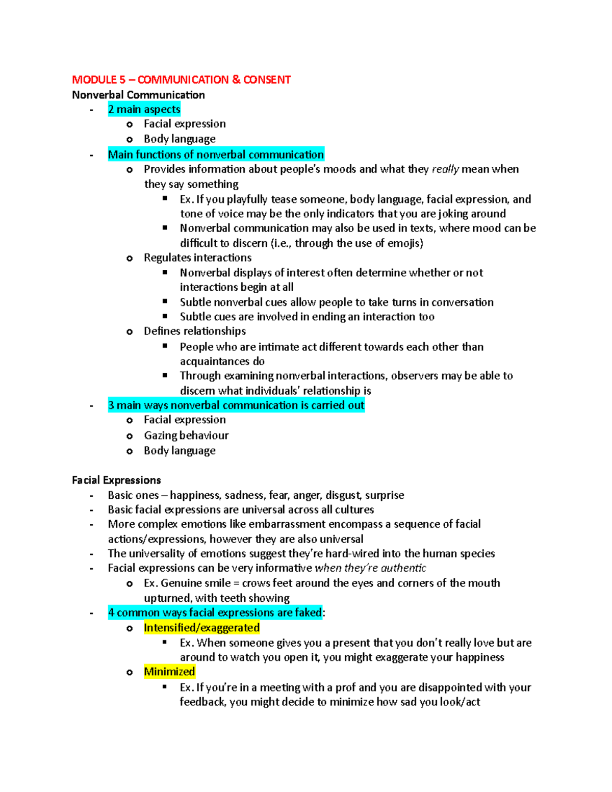 333 final exam lectures - MODULE 5 – COMMUNICATION & CONSENT Nonverbal ...