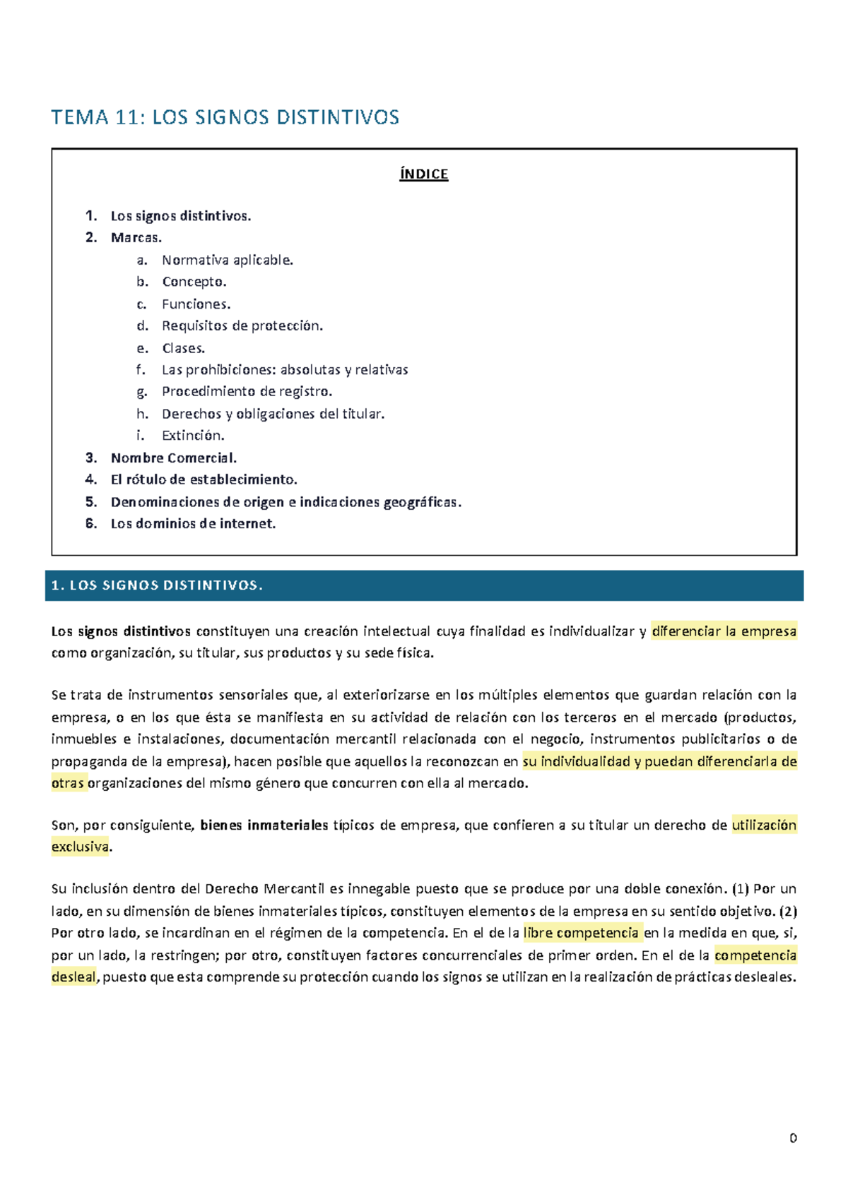 TEMA 11 - TEMA 11: LOS SIGNOS DISTINTIVOS ÍNDICE Los signos distintivos ...