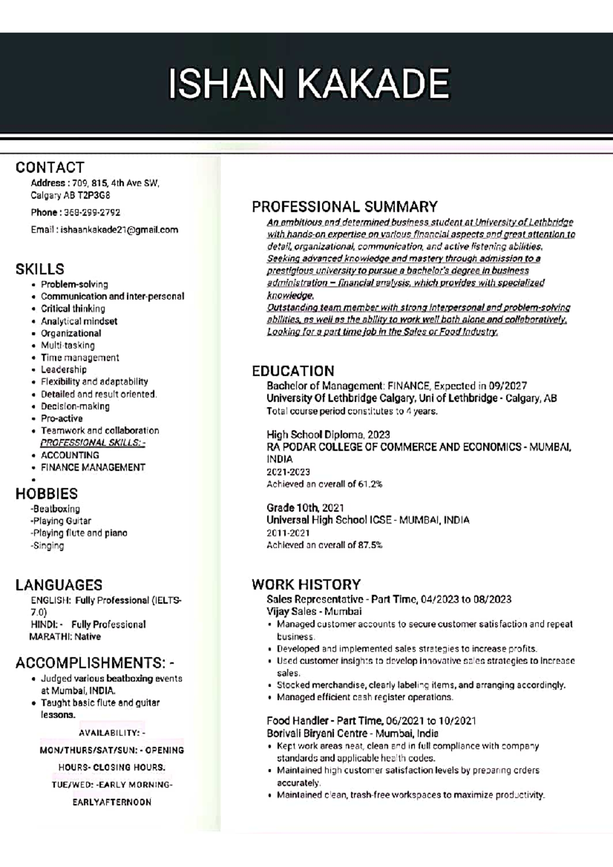 Ishan resume - 202020 - Studocu