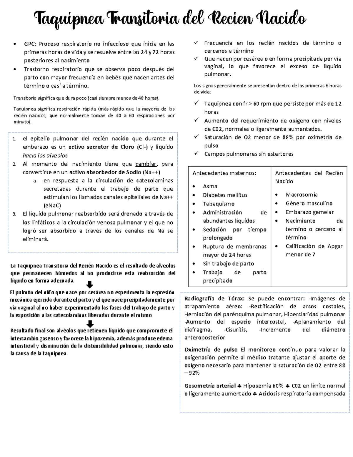Taquipnea del RN - GPC: Proceso respiratorio no infeccioso que inicia ...
