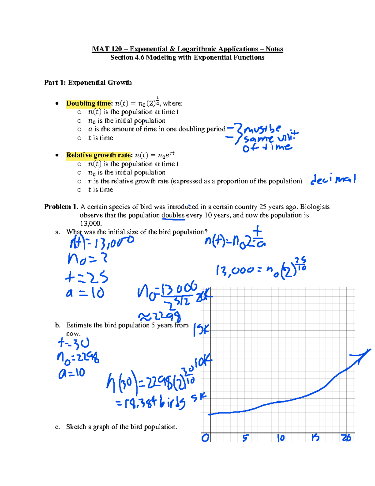 MAT 120 - Notes - 4.6 - MAT 120 – Exponential & Logarithmic ...