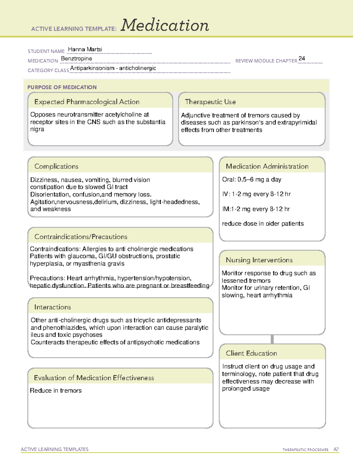 Benztropine - Drug template - ACTIVE LEARNING TEMPLATES THERAPEUTIC ...
