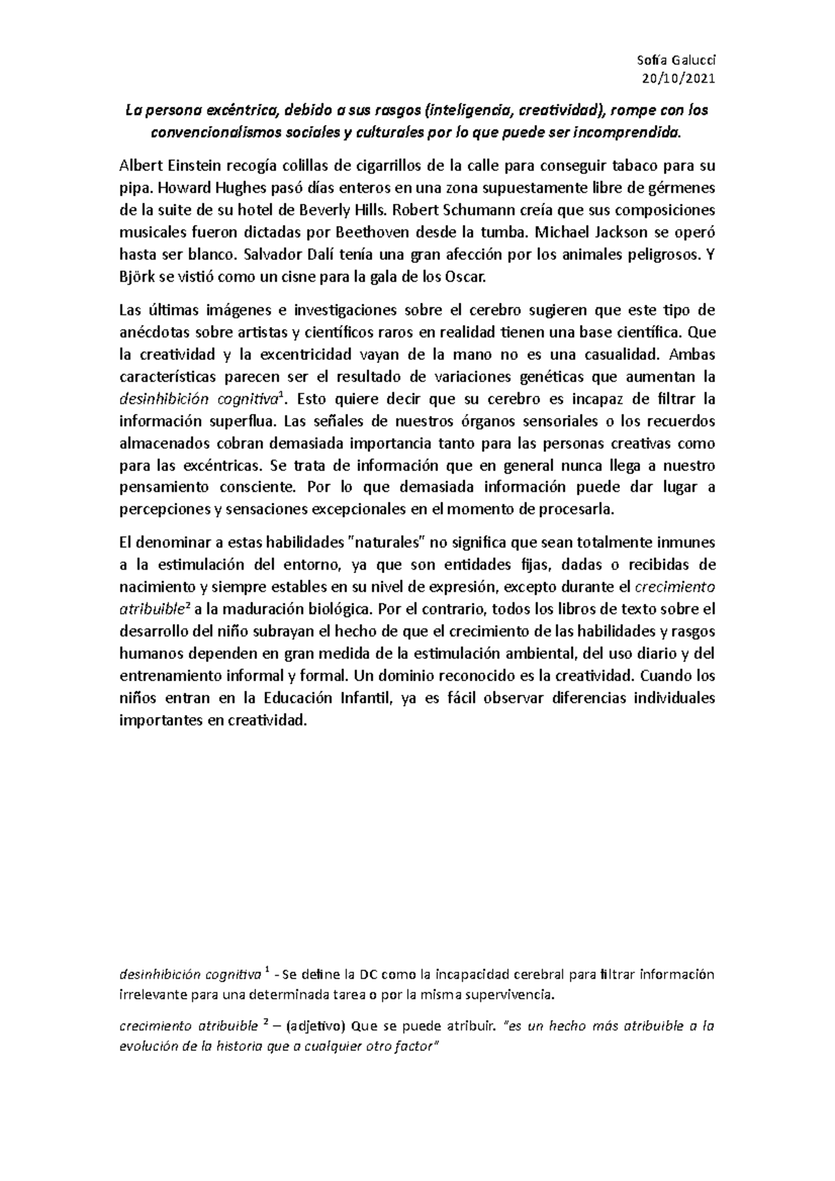 La persona excéntrica - redacción castellano - Cientifico - IES Pare ...