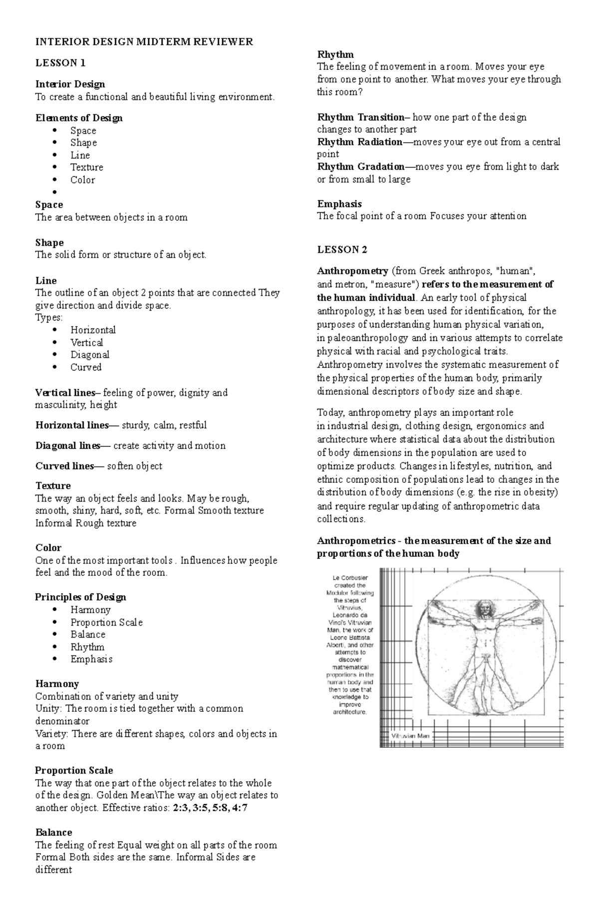 Interior Design Midterm Reviewer - INTERIOR DESIGN MIDTERM REVIEWER ...