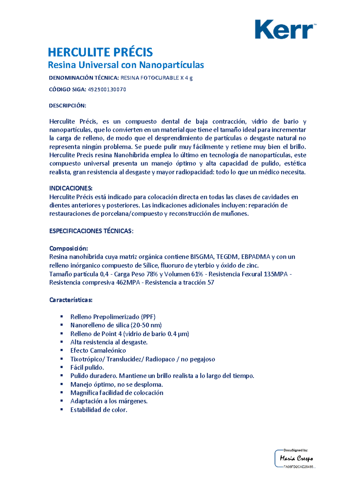 FT Resina Herculite - CARACTERISTICAS DE COMPOSITE - HERCULITE PRÉCIS ...