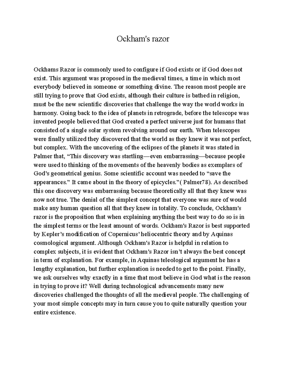 Ockham - gvhjb - Ockham's razor Ockhams Razor is commonly used to ...