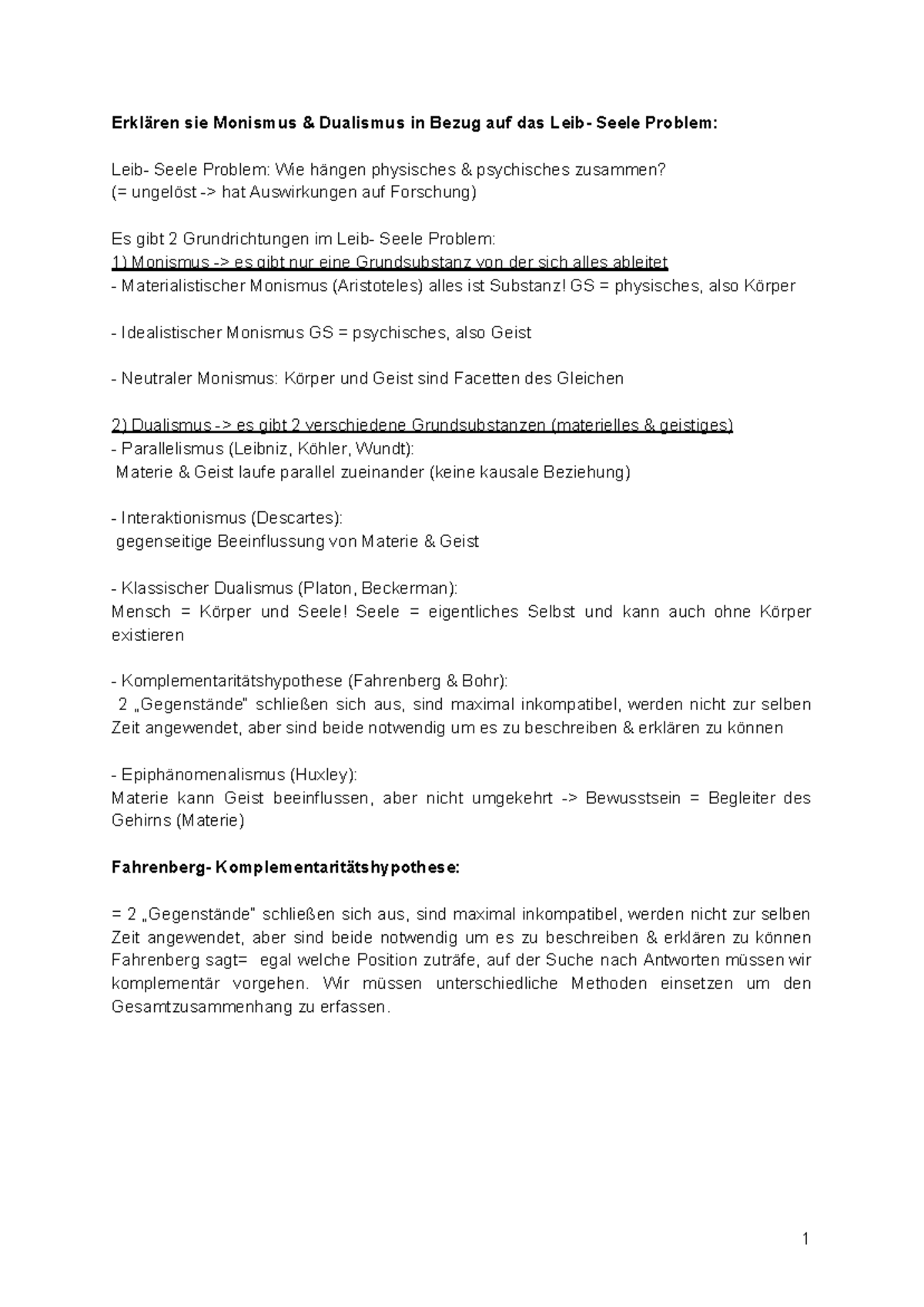 Zusammenfassung Einführung Geschichte und Richtungen der Psychologie ...