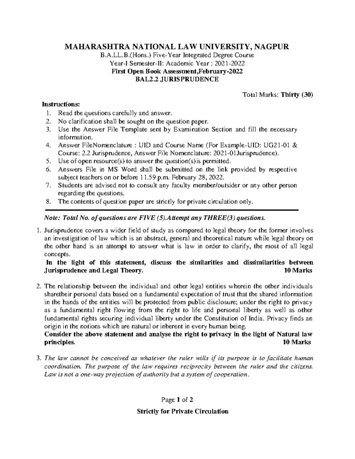 BAL2.2 Jurisprudence - Jai mata di homework ki have done a project ...