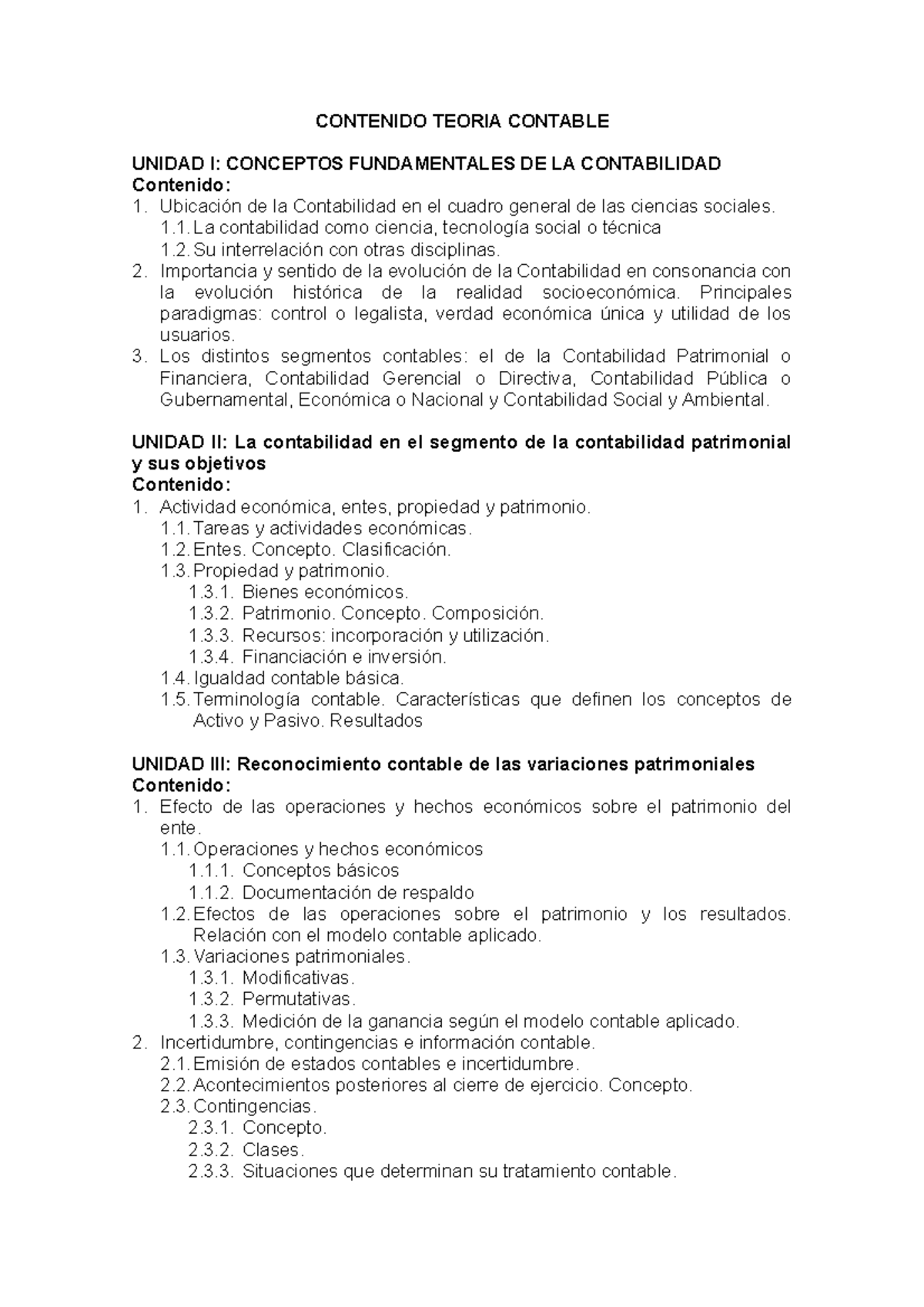 Contenido teo contable - CONTENIDO TEORIA CONTABLE UNIDAD I: CONCEPTOS ...