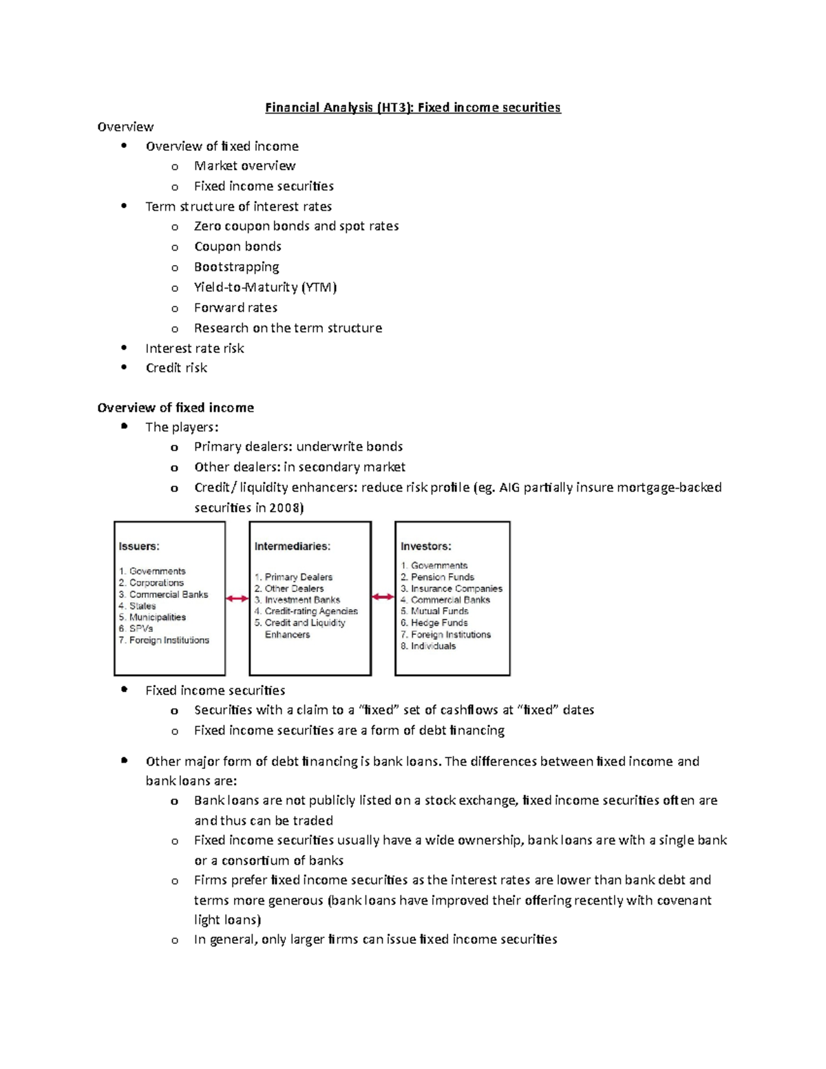 FA Notes (HT3)- Fixed Income - Financial Analysis (HT3): Fixed income ...