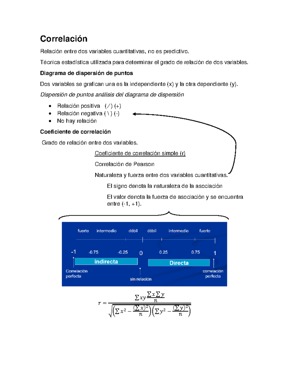 Correlación y análisis de regresión - Correlación Relación entre dos variables cuantitativas, no ...