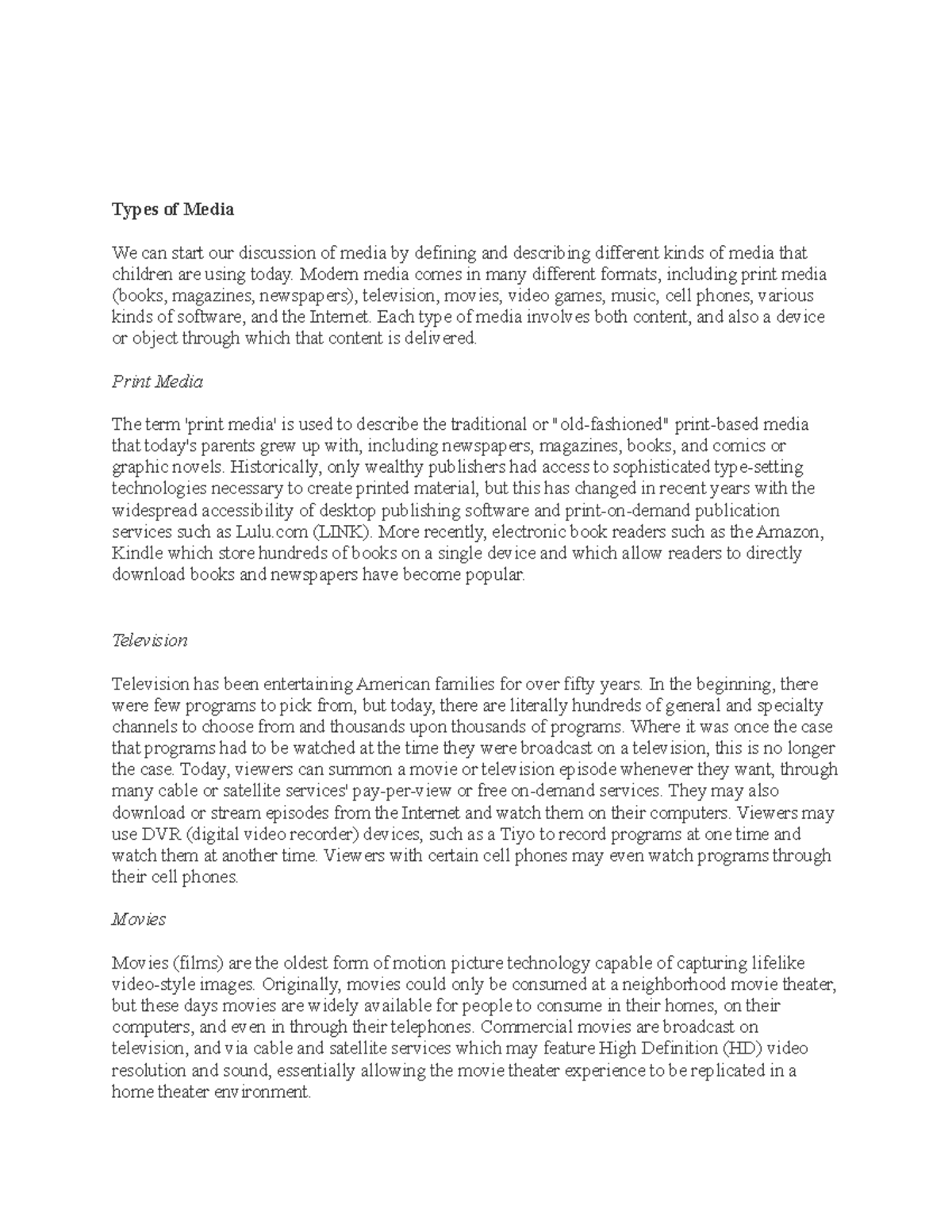 Types-OF- Media - Media and Information Literacy - Studocu