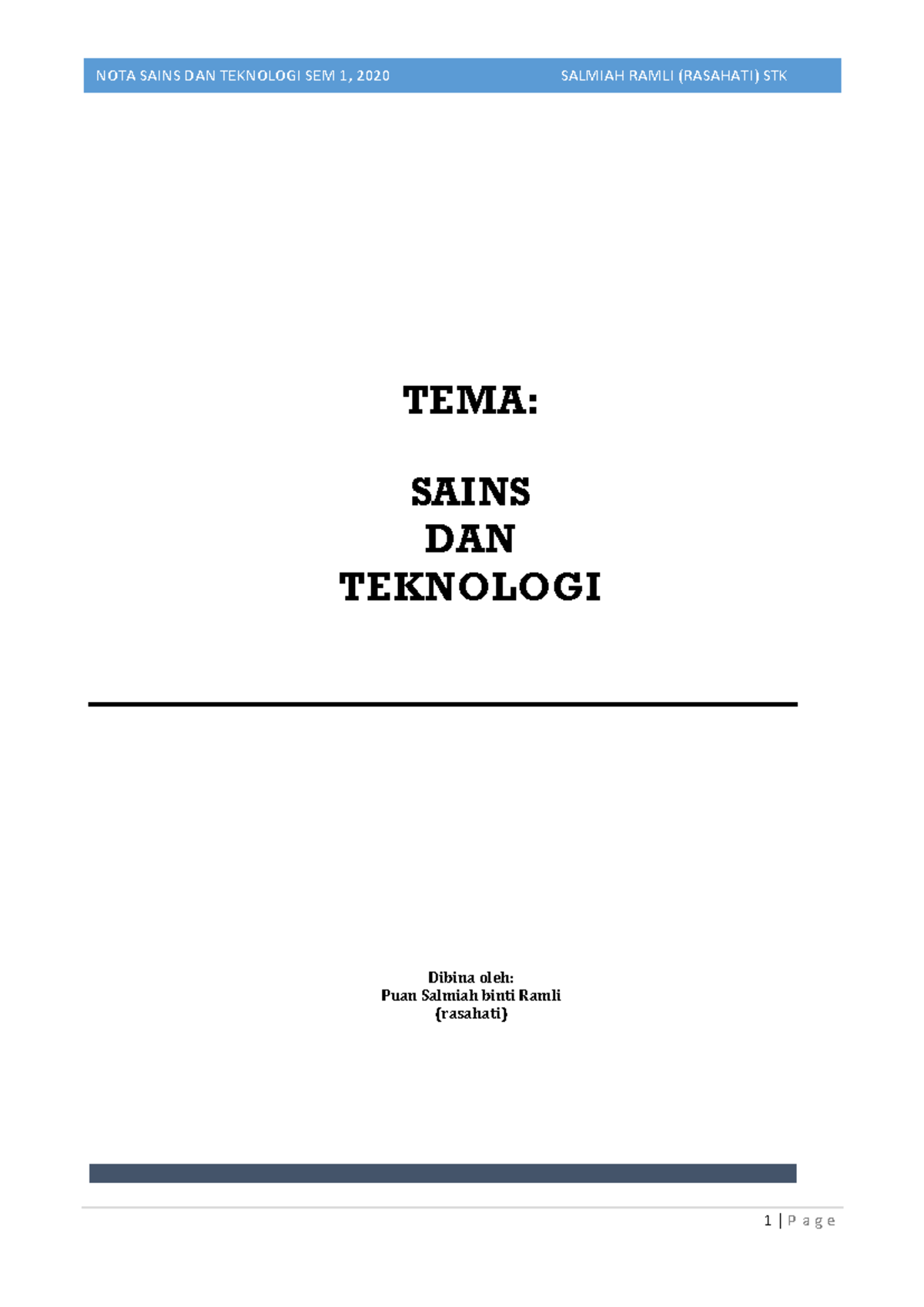 5- Modul Sains DAN Teknologi 2020 - TEMA: SAINS DAN TEKNOLOGI Dibina ...