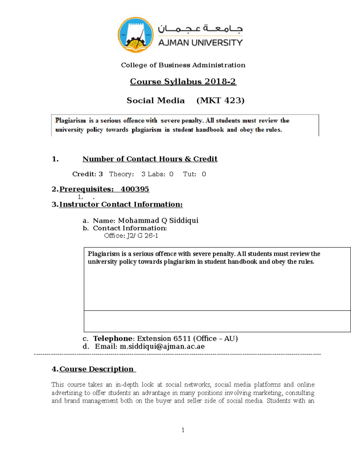 Course outline social media-2018 2 - College of Business Administration ...