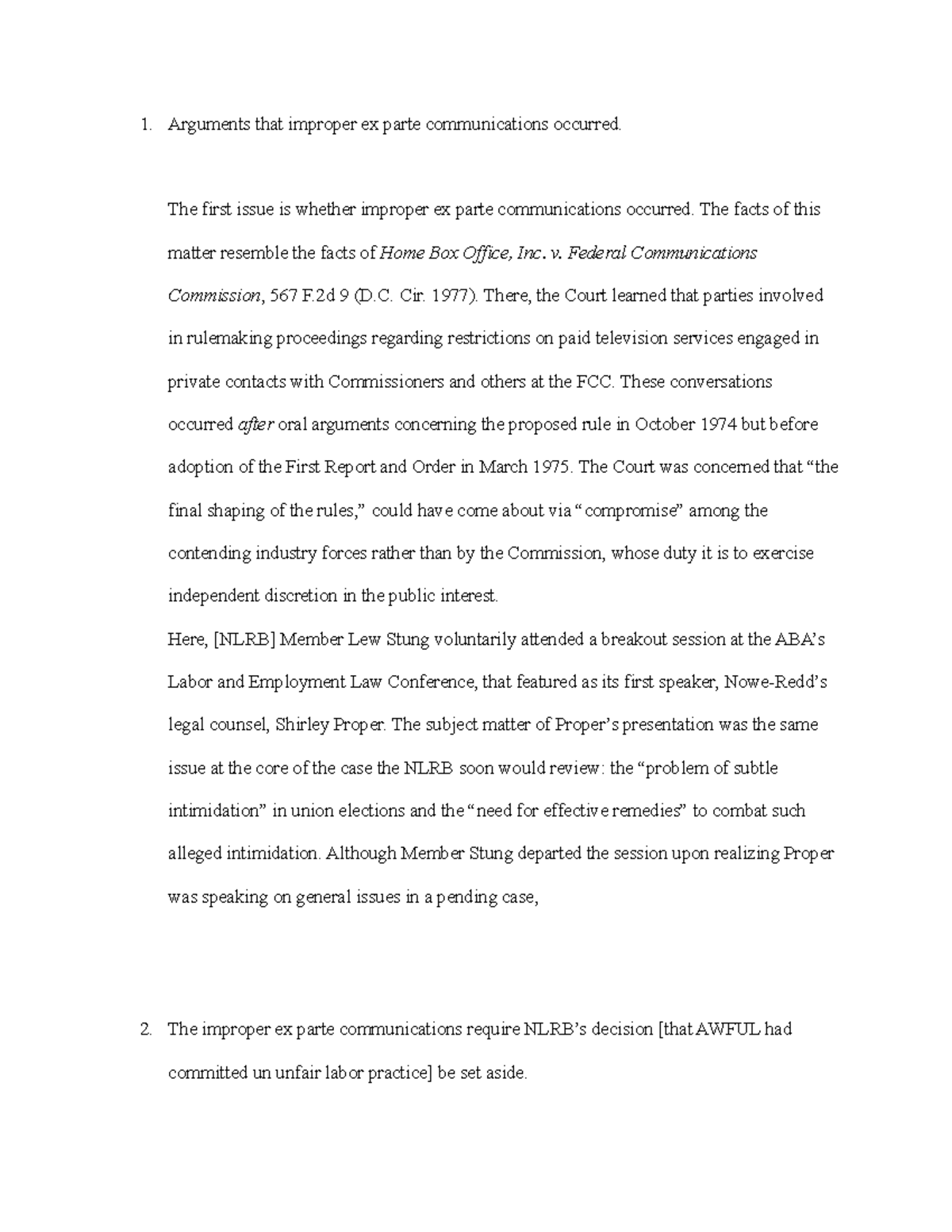 Admin Assignmnt 18 Mar 2019 - 1. Arguments that improper ex parte ...
