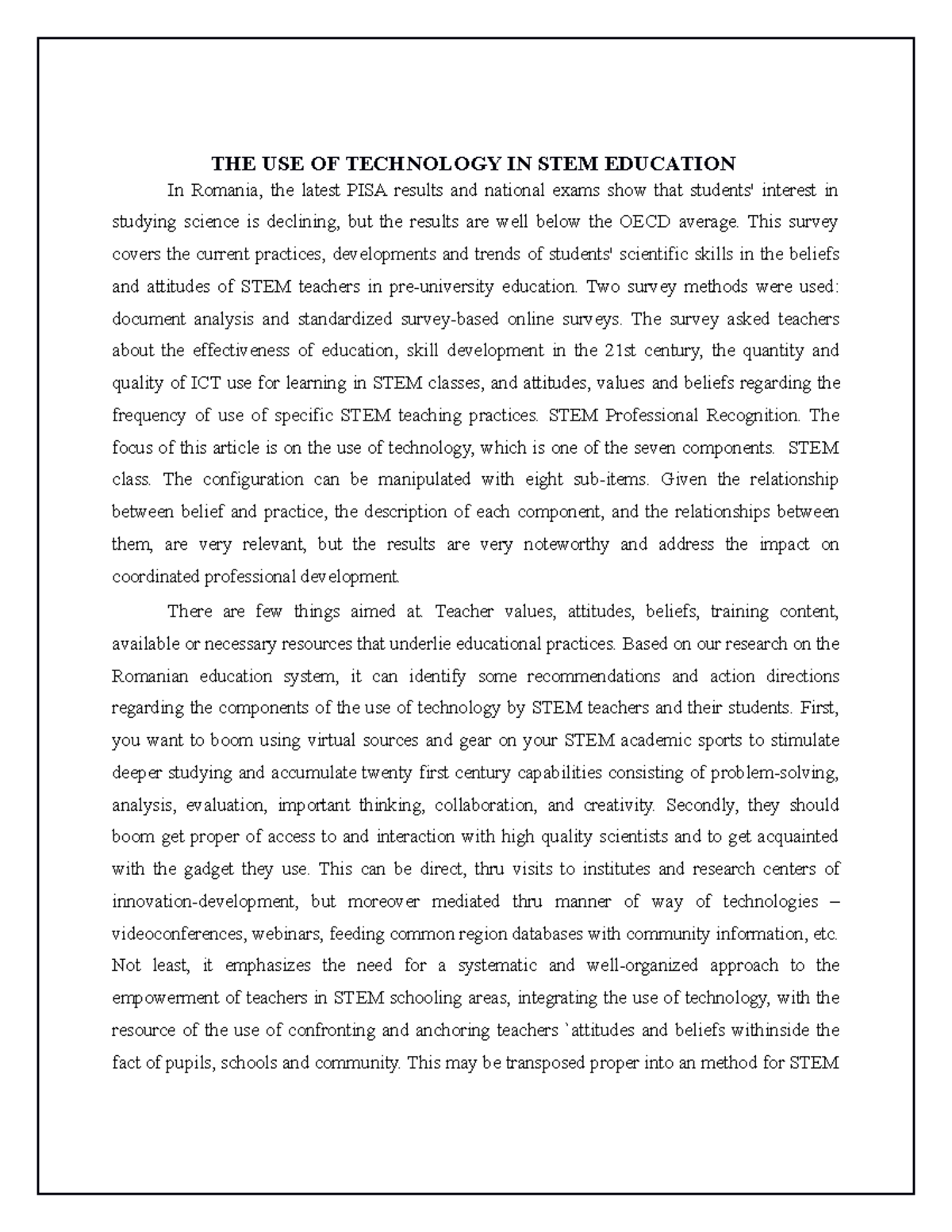 THE USE Oftechnology - Tutorial work - THE USE OF TECHNOLOGY IN STEM ...